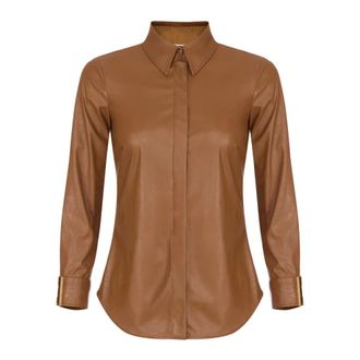 Elisabetta Franchi Chemise avec logo bijou - Femme - Blouses et Chemises - Brun - Taille: 40 FR