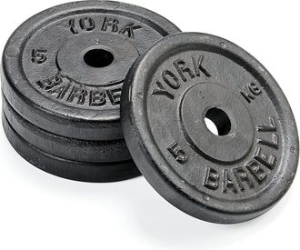 York Fitness 4 x 5 kg Hantelscheiben. Hochwertige Gusseisenplatten für Krafttraining und Muskelaufbau. Langlebig und vielseitig für das Fitnessstudio, 1-Zo