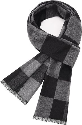 Heekpek Schal Herren Winter Warm Lang Herrenschal Männer Plaid Tartan Scarf, 180cm×30cm, Mehrere Grautöne