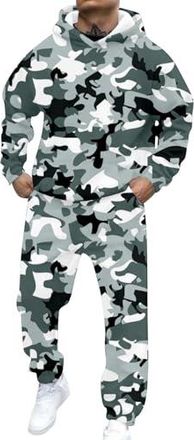 Generico Ensemble de survêtement pour homme 2 pièces à manches longues pour homme, coupe ample et confortable, pour football, gym et loisirs, gris, 5X-Large