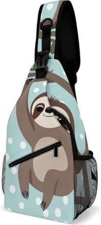 Generic Sacoche Homme Bandouliere Un adorable paresseux sur une branche Multifonction Sling Sac &agrave; Bandouli&egrave;re Casual Sac Poitrine pour Femme Cyclisme Voyage
