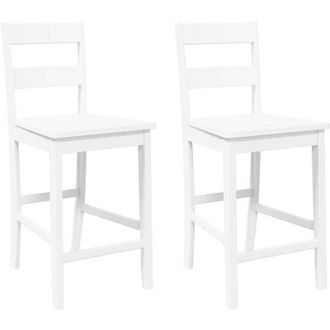 vidaXL Vidaxl - Tabourets de bar 2 pcs blanc bois massif dh&eacute;v&eacute;a