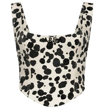 Area Dalmatian-Print Denim Corset Top Size S