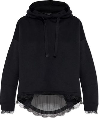 AllSaints Femme, Sweatshirts et sweats &agrave; capuche, Noir, Taille: 40 FR Nia Lace Relaxed Fit Sweat &agrave; capuche