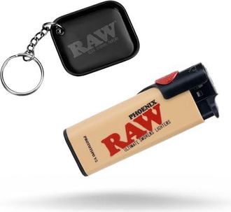 Raw Phoenix Classic Feuerzeug - Nachfüllbar mit integriertem Schürhaken - Windabweisend - Kein Gas oder Kraftstoff enthalten + Exklusiv für ESD Mini Black