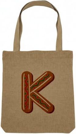 Fabulous Sac Shopping Tote Bag Aspect Lin - K Kylian Kenza Lettre Alphabet Pr&eacute;nom Noel Enfant - Sac de Courses Toile Epaisse 360g Beige Naturel Cabas Port&eacute; Epa