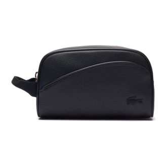 Lacoste Tennis-inspirierte Leder-Kulturtasche - - Bags - Damen - Schwarzk - ONE SIZE
