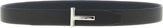 Tom Ford Hammered Leather Reversible Belt - Black