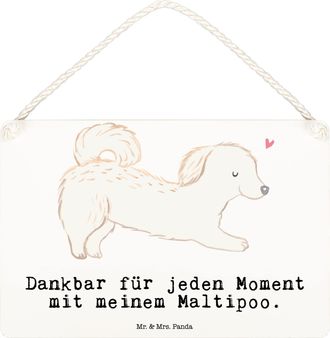Mr. & Mrs. Panda Holztafel Maltipoo Moment DIN A6 - Geschenk, Kreuzung, holzbild, Schild, Holzschild, Türschild Familie, Mischling, Badschild