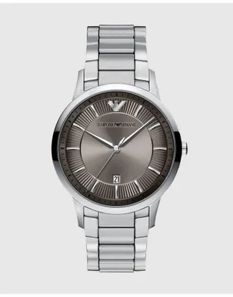 Emporio Armani Archetipo Uhr mit drei Zeigern, Datum und Edelstahlgeh&auml;use in Silber