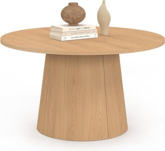 IDMarket Couchtisch, rund, Angele, 70 cm, zentraler Fuß, Holzoptik, Buche-Optik