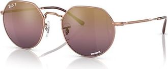 Ray-Ban Jack Chromance Sonnenbrillen Rotgold Fassung Rot Glas Polarisiert 53-20