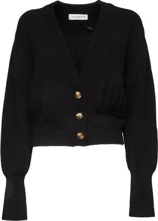 Victoria Beckham Femme, Pulls, Noir, Taille: 40 FR Cardigan &agrave; col en V