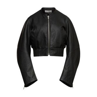 Maison Margiela Femme, Vestes, Noir, Taille: 38 FR Cropped Bomber Jacket