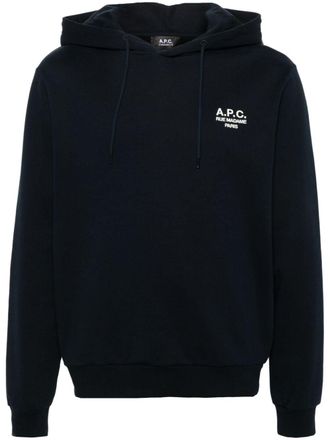 A.P.C. hoodie à logo brodé - Bleu