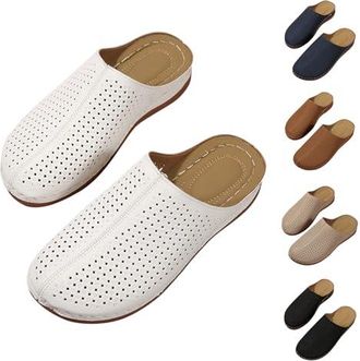 Generic Mules plates pour femme - Bout rond - Dos nu - Mocassins confortables et ferm&eacute;s - Pour l&eacute;t&eacute; - Confortables - Coupe large - Tongs de plage confortables
