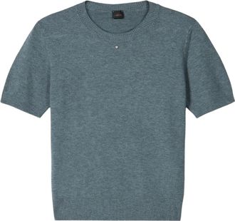 Oltre Femme, Pulls, Gris, Taille: 42 FR Maille Manches Courtes Col Ras du Cou