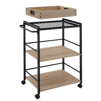 TecTake Servierwagen mit Rollen, abnehmbares Tablett, Kitchen Trolley 65 x 41,5 x 87 cm, K&uuml;chenwagen mit Rollen, Rollwagen K&uuml;che mit 2 Ablagen, Bastelwagen, I
