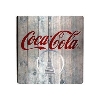 WENKO Static-Loc Wandhaken UNO Coca-Cola Wood - Handtuch-Haken, Befestigen ohne bohren, Kunststoff (PET), 8 x 8 cm, Mehrfarbig