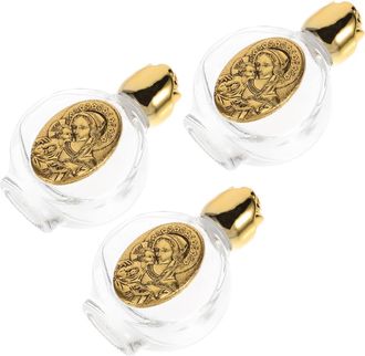 Artibetter 3 St&uuml;ck Leere Weihwasserflaschen aus Glas Nachf&uuml;llbare Fl&auml;schchen mit Reliefmuster Tragbare Segenswasserbeh&auml;lter Geschenkidee f&uuml;r Kommunion und Religi