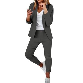 Generic Tenue 2 pièces habillée pour femme, ensemble blazer confortable pour femme, tenue de travail décontractée, tenue de sortie dautomne, survêtement de co