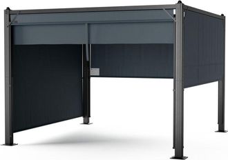 Blumfeldt Blumfeldt Pantheon Cortina Tonnelle 3x3 m Cadre Aluminium, Toit R&eacute;glable & Panneaux Lat&eacute;raux, R&eacute;sistant aux Intemp&eacute;ries, Gris Fonc&eacute;/Noir