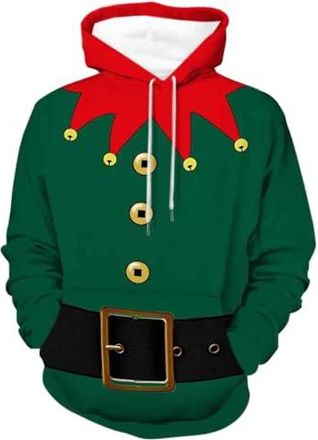 Generic NaLatia Hommes Pulls De No&euml;l, Pull Moche De Noel Sweat De No&euml;l Adulte &Agrave; Capuche 3D Renne &Agrave; Capuche Pull Top Arbre P&egrave;re No&euml;l Elf Pull De No&euml;l avec Poch