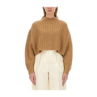 Max Mara Femme, Pulls, Beige, Taille: 42 FR Col roul&eacute;s