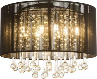 Globo Lighting LED Decken Hänge Leuchte Glas Kristall Wohn Zimmer Pendel Lampe Seide schwarz