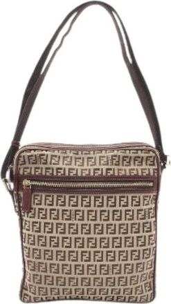 Fendi Sac bandouli&egrave;re en cuir et toile Zucchino Pre-owned - Femme - Pre-owned - Beige - Taille: ONE Size