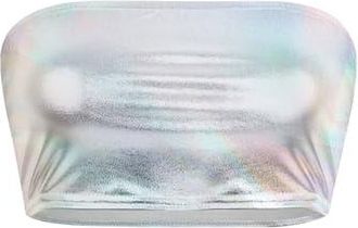 Generic Haut tube solide pour femme 2025 - &Eacute;paules d&eacute;nud&eacute;es - Effet mouill&eacute; - Haut bandeau mignon sans bretelles - Mode &eacute;paules d&eacute;nud&eacute;es - V&ecirc;tements de vacanc