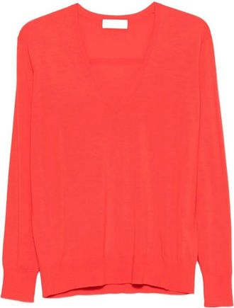 Dries Van Noten Pull &agrave; col en V - Femme - Pulls - Rouge - Taille: 38 FR