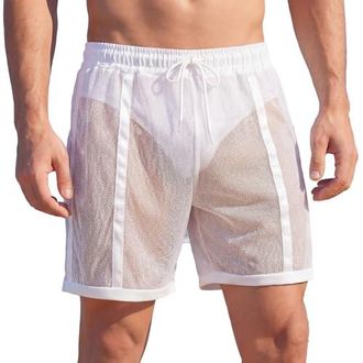 Feoya Short en maille pour homme avec motif ray&eacute; Fishnet - Respirant - D&eacute;contract&eacute; - Maillot de bain - Boxer pour homme - Sexy Rave Club - Sous-v&ecirc;tements, B