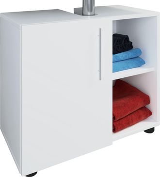 VCM Holz Waschbeckenunterschrank | Badschrank | Maße: H. 51 x B. 60 x T. 30 cm | 1 Drehtür | 2 offene Regalfächer | modernes Badezimmermöbel - Flandu LLL