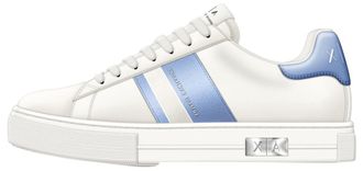 A|X Armani Exchange Damen Mina Cup Sole, Back tab with and Metal Logo Detail on Side Sneaker, Off White+ Blue, 39 EU
