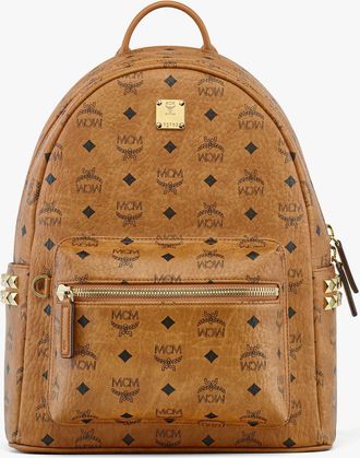 MCM Stark Rucksack in Visetos mit seitlichen Nieten COGNAC VISETOS