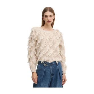 Oui Femme, Pulls, Beige, Taille: 40 FR Pull &agrave; franges