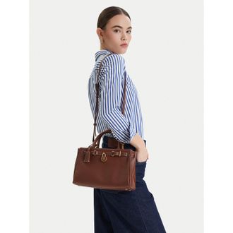Tommy Hilfiger Handtasche Tommy Hilfiger American Icon Mini Tote Leather AW0AW17926 Braun