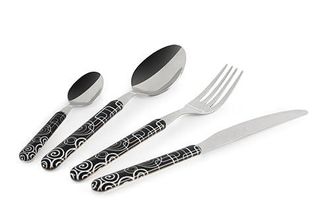 Excelsa Magic Black Set de 16 couverts en acier inoxydable, manche en plastique