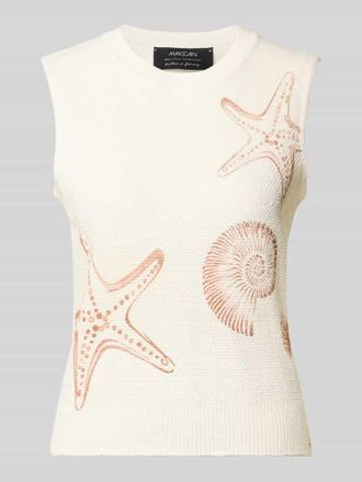 Marc Cain Stricktop mit Rundhalsausschnitt und Label-Detail