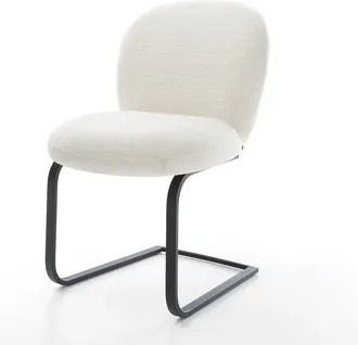 DELIFE Freischwinger Nube-Flex Boucl&eacute; Soft Beige Freischwinger flach Schwarz Taschenfederkern, Esszimmerst&uuml;hle