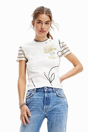 Desigual TS_roterdam 1001 T-Shirt, Blanc, Taille S Femmes