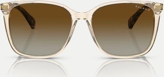 Ralph Lauren Vvcv eckige polarisierte Sonnenbrille mit braunen Gl&auml;sern in gl&auml;nzend transparentem Braun