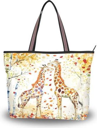 Alaza Grand sac fourre-tout, sac à bandoulière pour femme, grande capacité, sac à main décontracté, sac de courses girafe avec poches zippées, L, Girafe A20