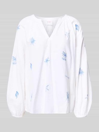 Oui Regular Fit Tunikabluse mit Stitchings und V-Ausschnitt