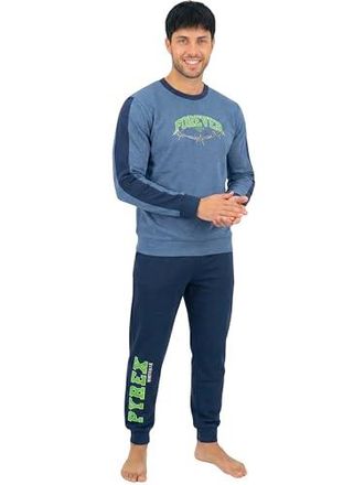 Pyrex Pyjama Homme Chaud Coton Interlock Pyjama Homme Hiver Long avec Poignets et Style Sport, Modèle 3., XXL