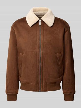 Premium by Jack & Jones Bomberjacke in Leder-Optik mit Teddyfell