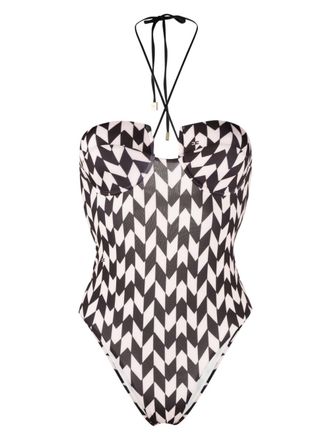 Elisabetta Franchi Badeanzug mit geometrischem Print - Nude