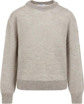 Brunello Cucinelli Femme, Pulls, Beige, Taille: 40 FR Soft Net Pullover