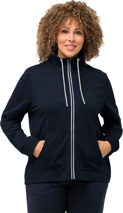 Ulla Popken Damen, gro&szlig;e Gr&ouml;&szlig;en, Sweatjacke, Stehkragen, K&auml;ngurutaschen